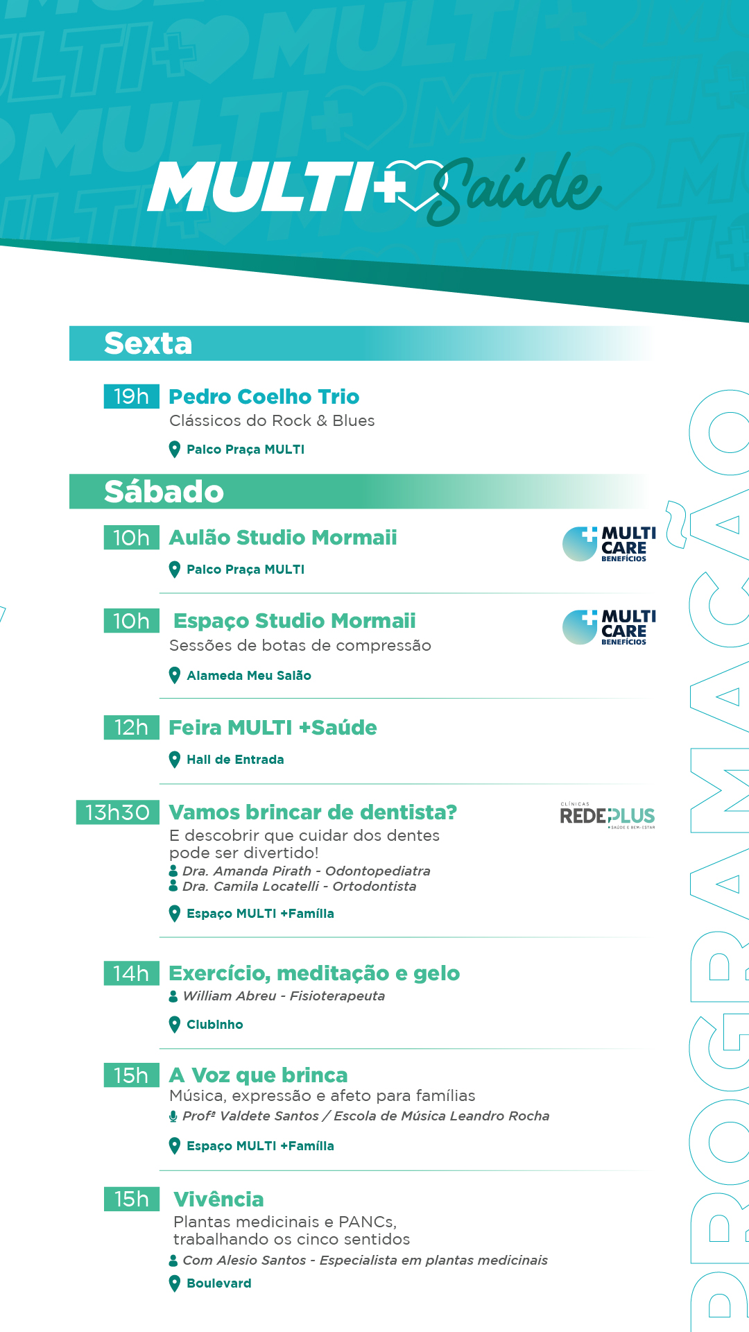 Confira a programação completa do MULTI +Saúde - MULTI Open Shopping e ...